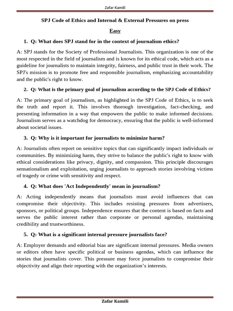 Journalism Assignment Questions | PDF | Journalism | Accountability