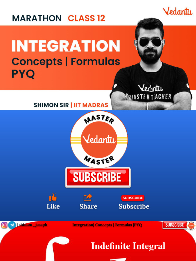 Integration - Concepts - Formulas - PYQ | PDF | Function (Mathematics) | Integral