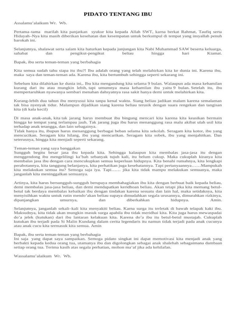 PIDATO TENTANG IBU | PDF