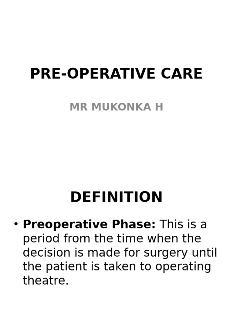 1.4 Pre-Op Care - 122003 | PDF | Surgery | Operating Theater