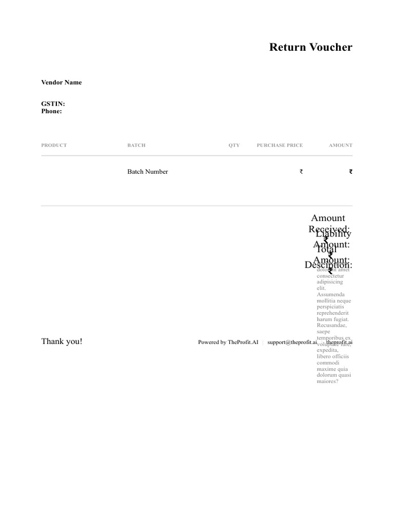 Return Voucher for Vendor Transactions | PDF