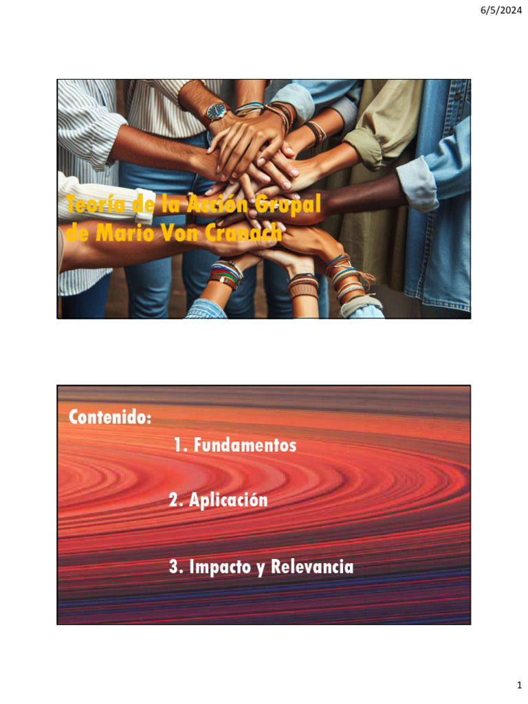 Pres. 4. TeorÃ A de La AcciÃ N Grupal de Mario Von Cranach | PDF | Comportamiento | Motivación