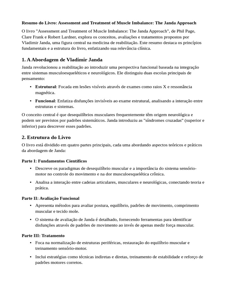 Resumo do Livro: Assessment and Treatment of Muscle Imbalance: The ...