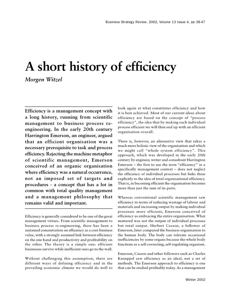 A History of Efficiency in Management | PDF | Business
