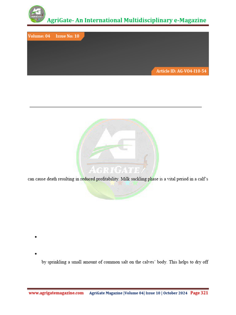 Calf Management Agrigate Magazine | PDF | Weaning | Dairy Cattle