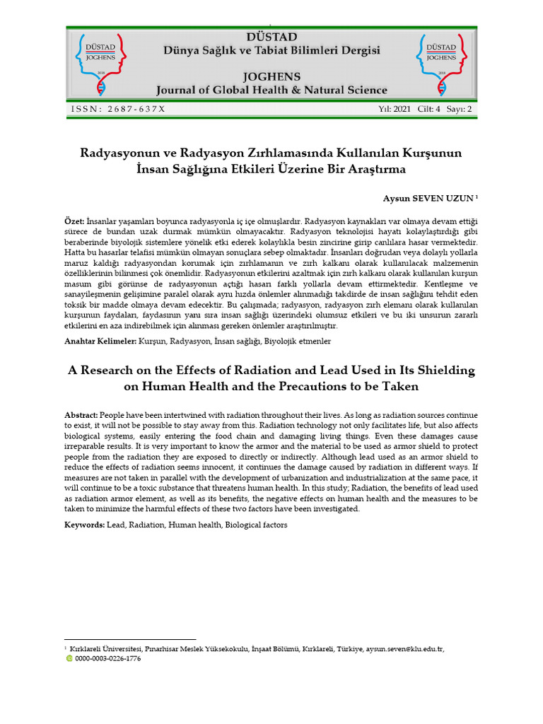 Radyasyonun Ve Radyasyon Z - Rhlamas - Nda Kullan - Lan Kur - Unun - Nsan Sa - L - Na Etkileri ...