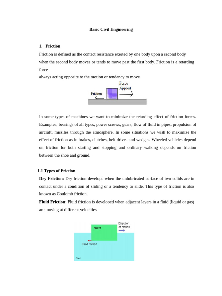 Basics of Civil Engineering | PDF | Friction | Force