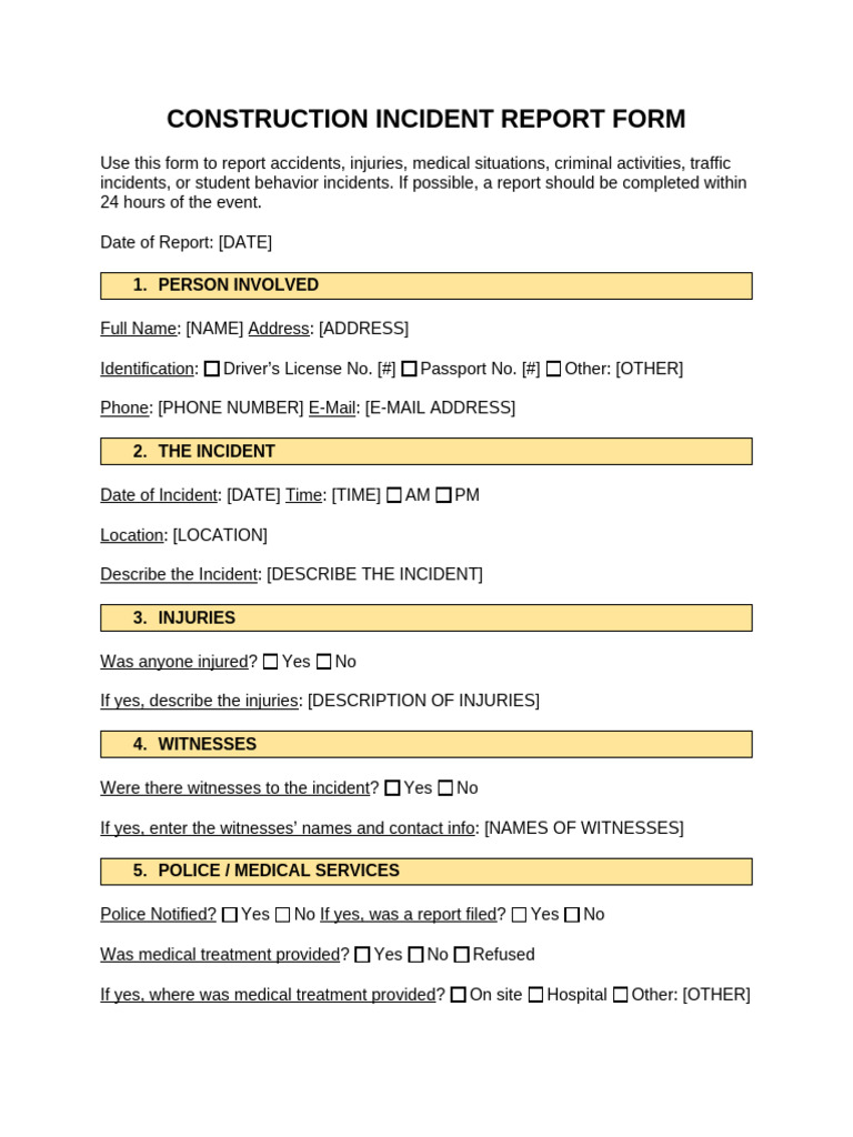 Construction Incident Report | PDF
