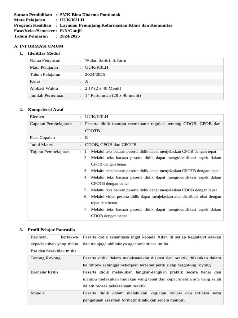 Modul P2 - CPOB, CPOTB Dan CDOB (Genap) | PDF