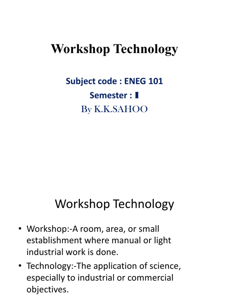 Workshop Technology Compress | PDF