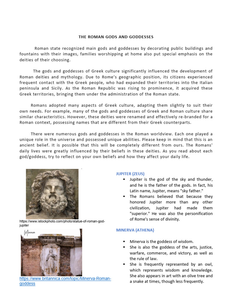 Major Roman Gods and Goddesses | PDF | Roman Mythology | Deities
