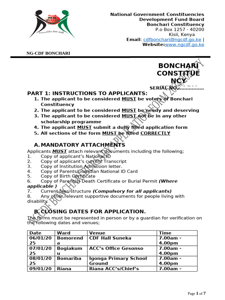 Bursary Form For Tertiary Institutions - 2024-2025 - 1 | PDF