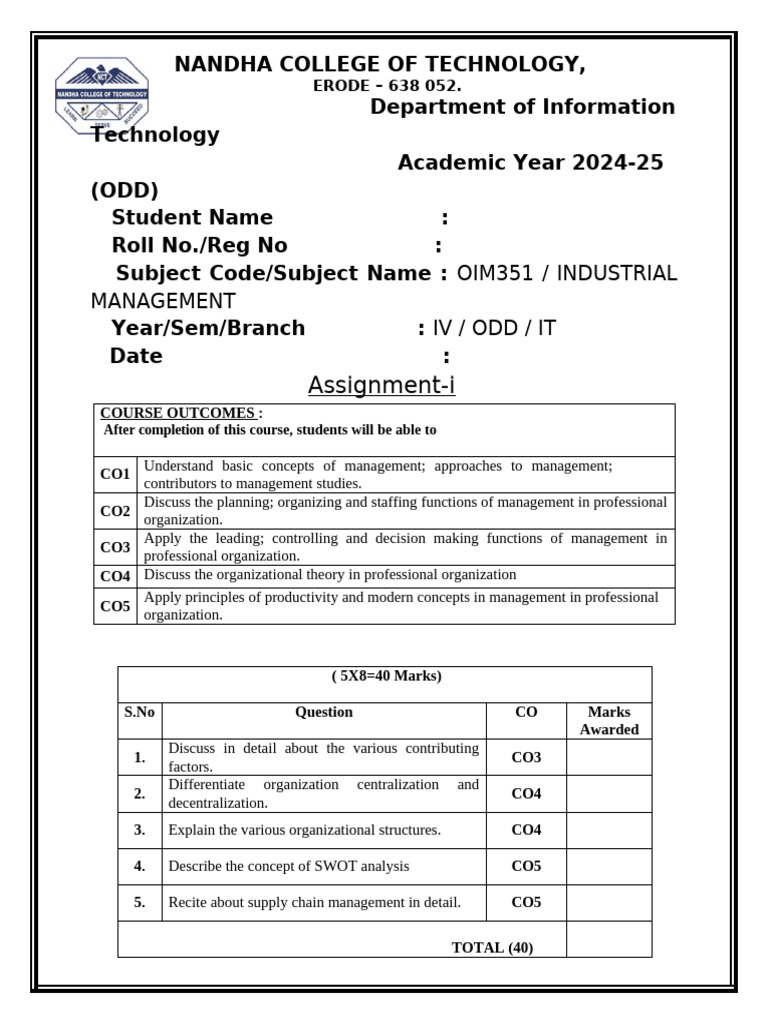 IM Assignment II | PDF