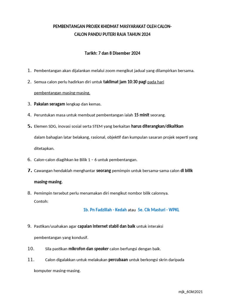 Jadual Pembentangan Projek Khidmat | PDF