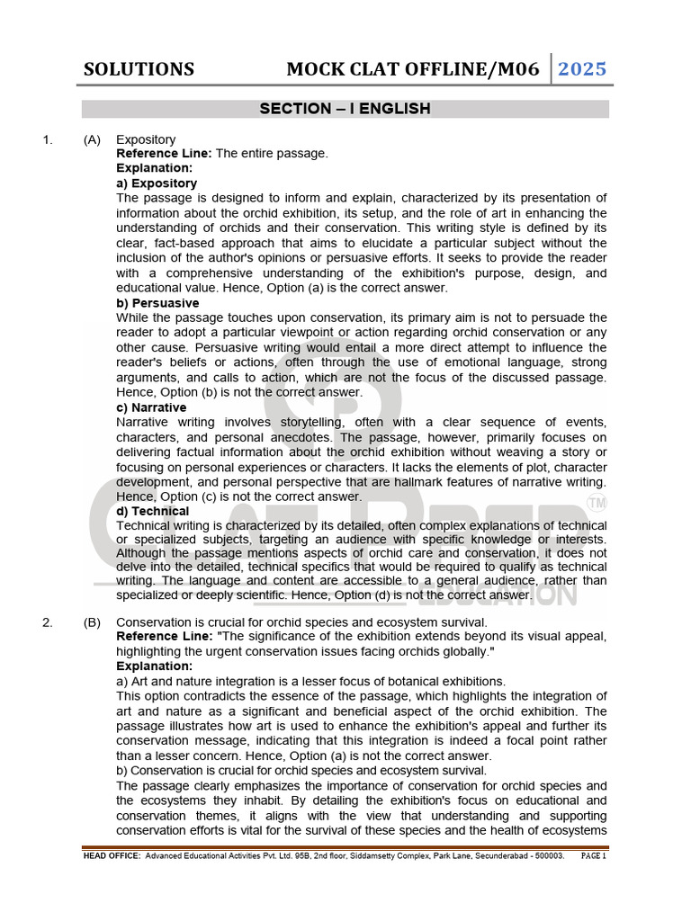 Mock Clat Offline - (m06) Solutions-1 | PDF | Headache | Weightlessness