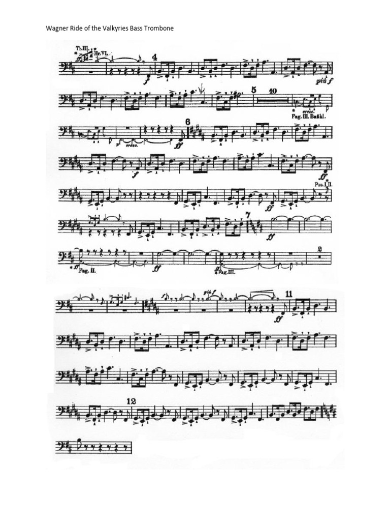 Wagner Ride of The Valkyries Bass Trombone | PDF