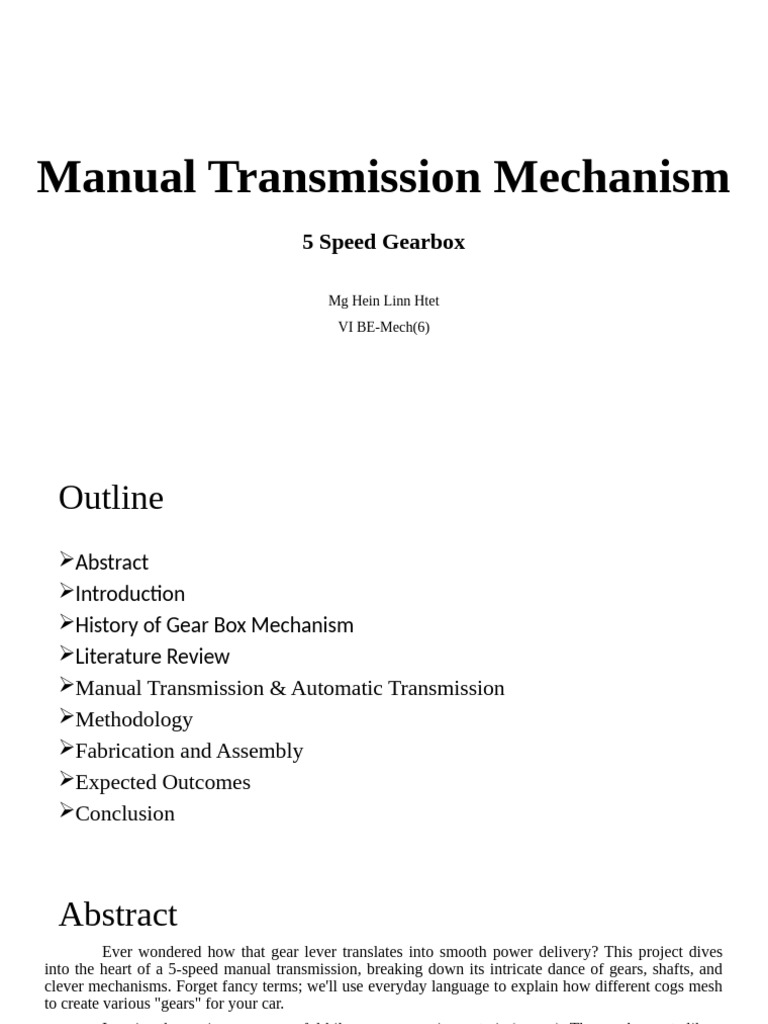5 Speed Gearbox Manual Transmission Mechanism | PDF | Manual ...