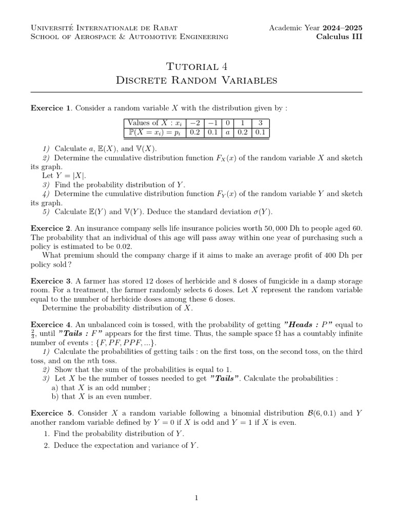 TD4 | PDF | Probability Distribution | Random Variable