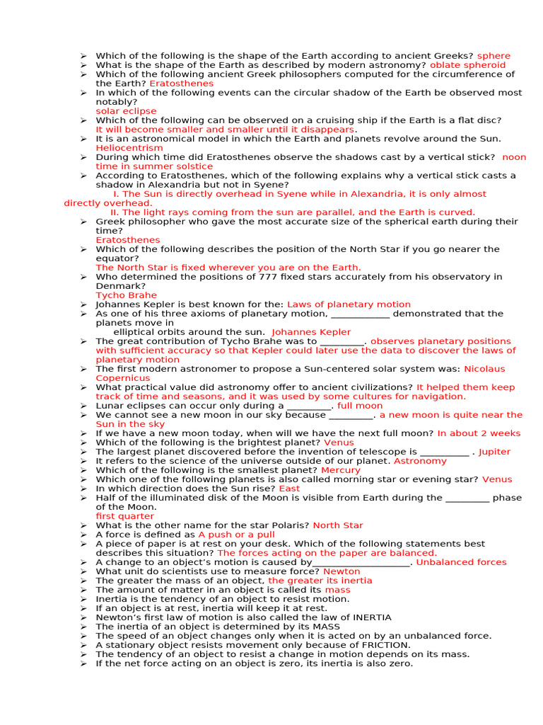Unit Test in Physical Science Reviewer | PDF | Force | Planets