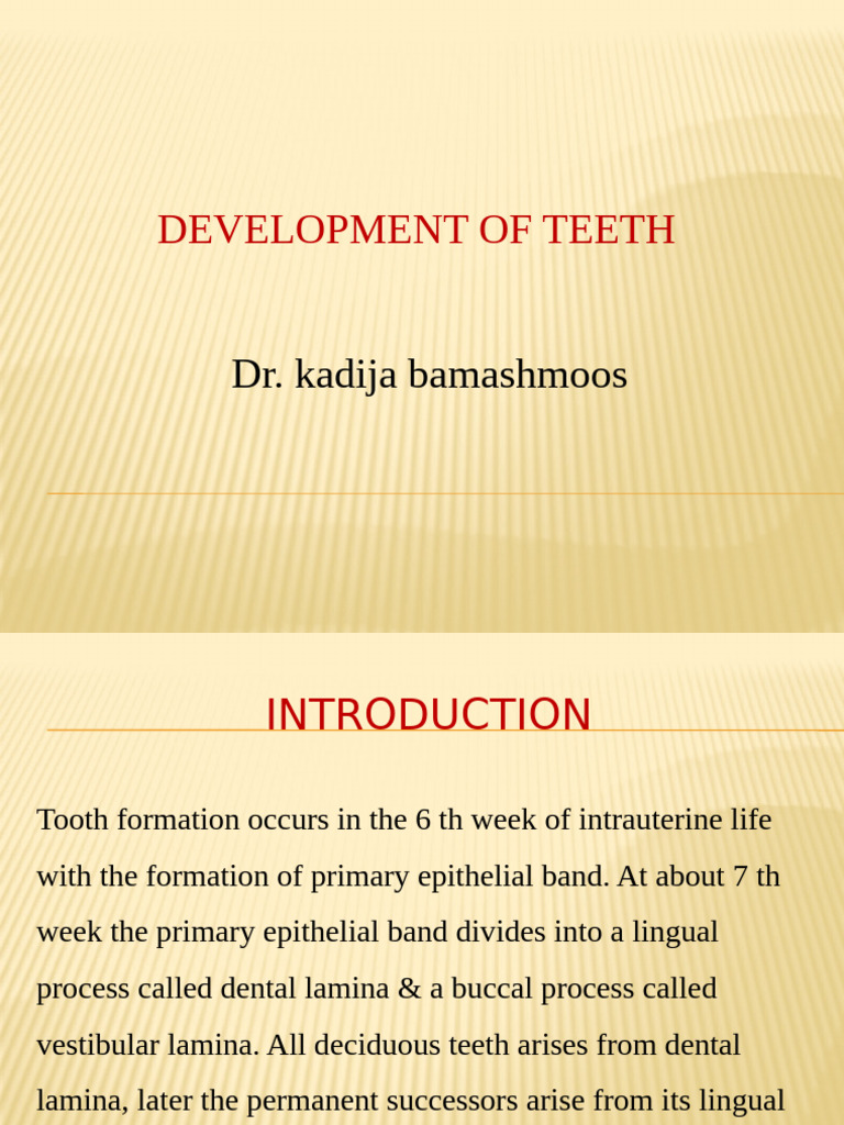 Tooth Development Stages and Disorders | PDF | Human Tooth | Tooth Enamel