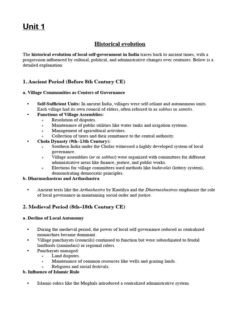 Evolution of Local Self-Government in India | PDF | Government Of India ...