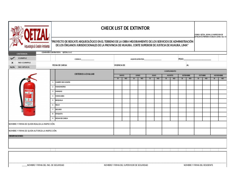 Lista de Verificación de Extintor | PDF