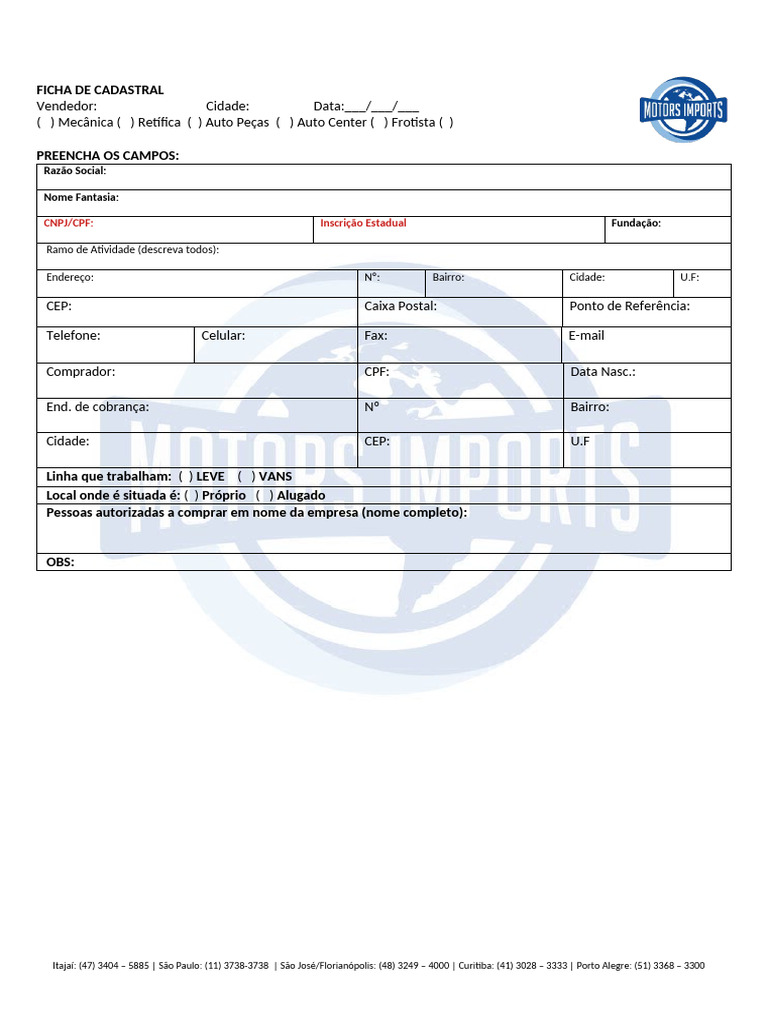 Ficha Cadastral Simplificada | PDF