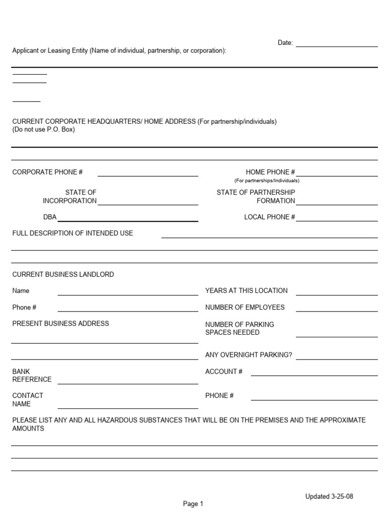 Commercial Rental Application Form | PDF | Lease | Landlord