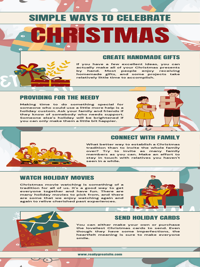 Colorful Simple Ways To Celebrate Christmas Ideas Infographic | PDF
