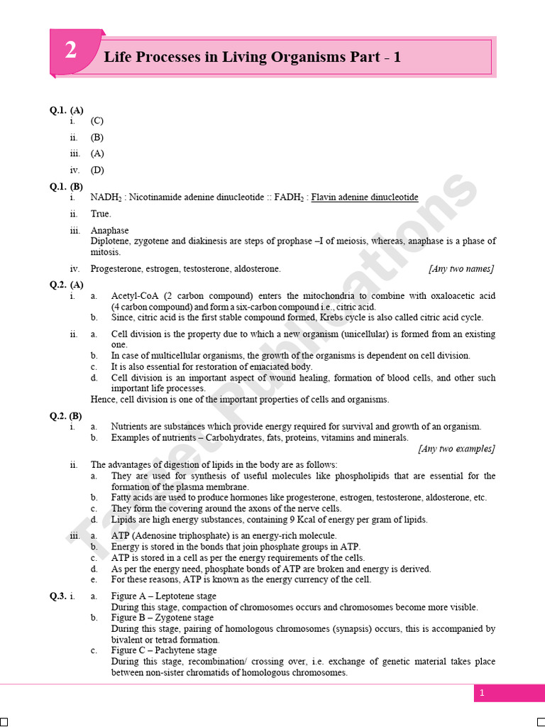 H 02 Life Processes in Living Organisms Part - 1 - 659f75d5031dd | PDF ...