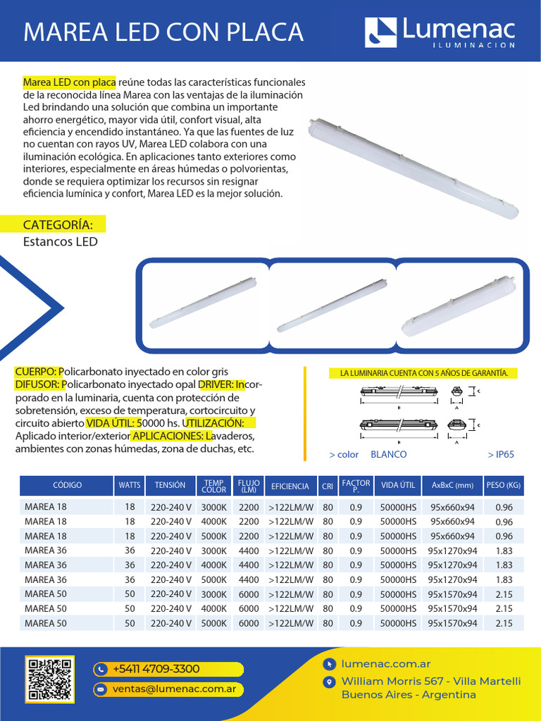 Lumenac Marea LED | PDF | Diodo emisor de luz | Encendiendo