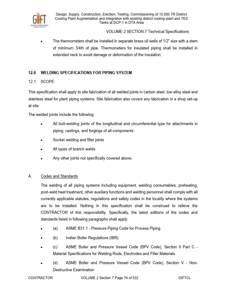 Welding Specifications for Piping Systems | PDF | Welding | Construction