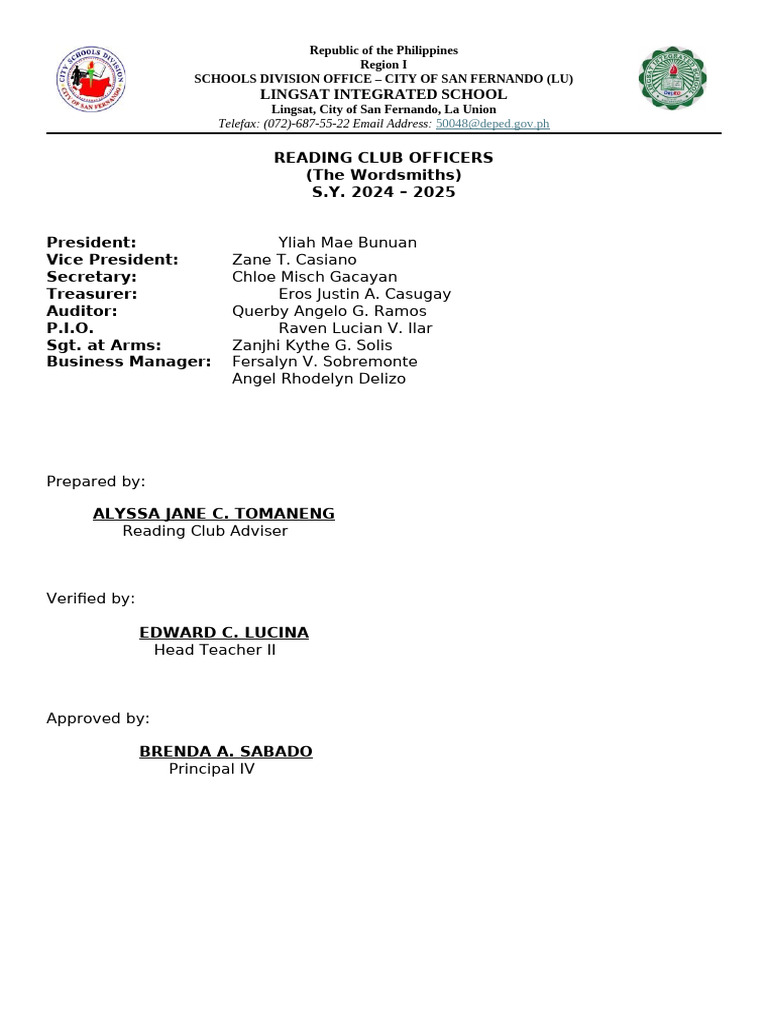 Reading Officers | PDF