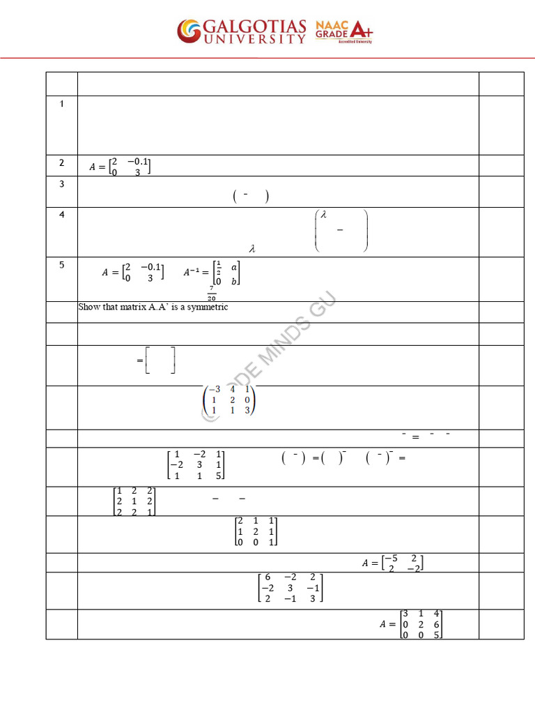 EM 1 - 100 Most Imp - Questions | PDF | Eigenvalues And Eigenvectors | Matrix (Mathematics)