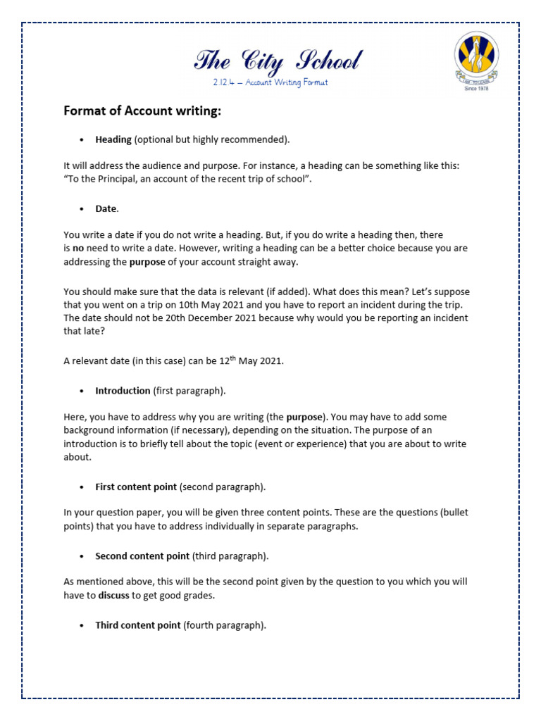 Account Writing Format Guide | PDF