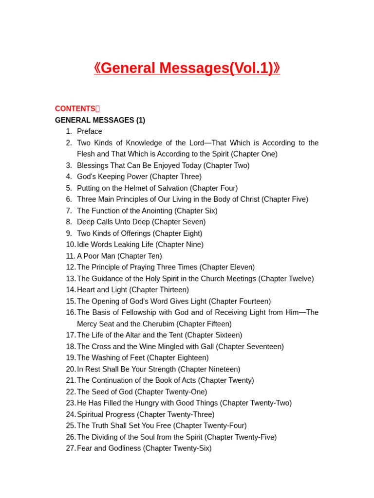 987137 General Messages (Vol.1) (Watchman Nee) | PDF | Jesus | Resurrection Of Jesus