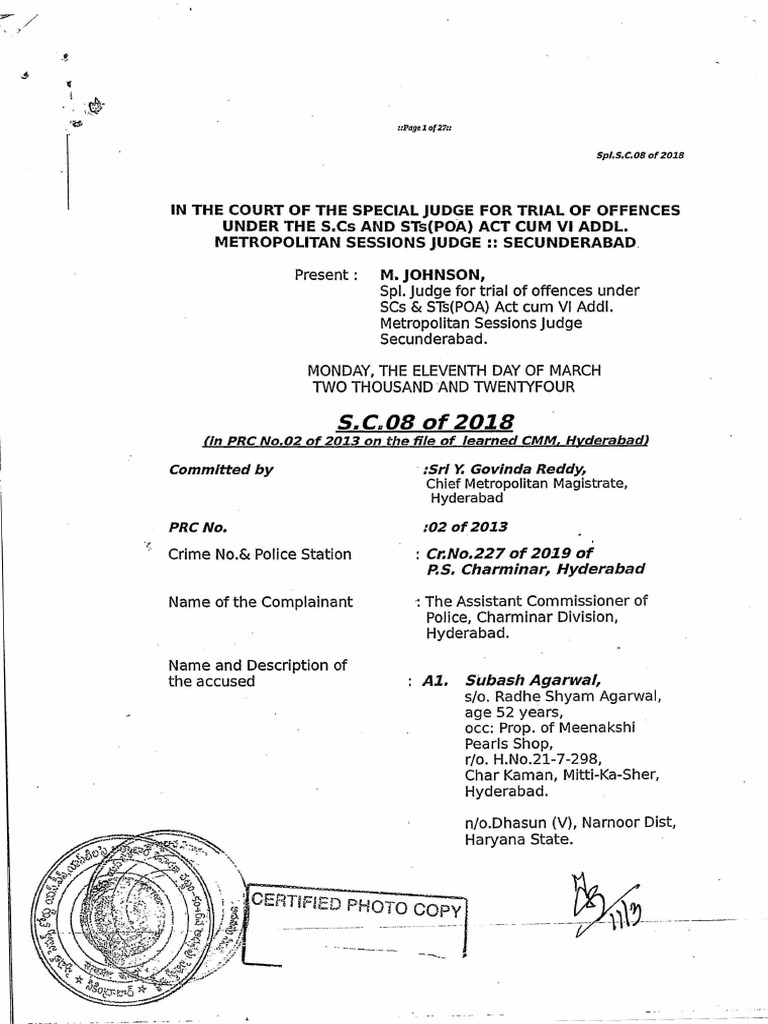 Court Ruling on SC/ST Act Case | PDF | Plea | Prosecutor