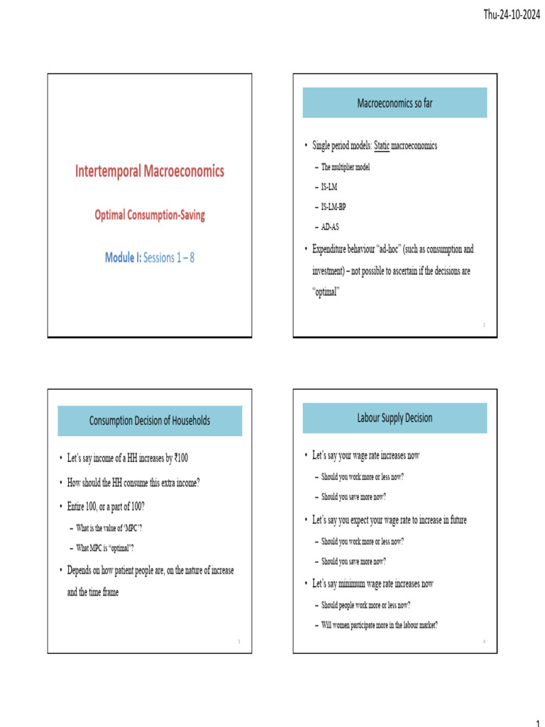 IIM - Sessions 1-8 | PDF | Consumption (Economics) | Keynesian Economics