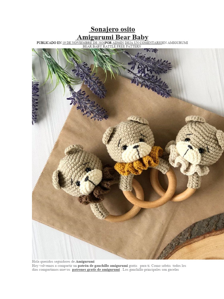 Sonajero Osito | PDF | Amigurumi | Tejer