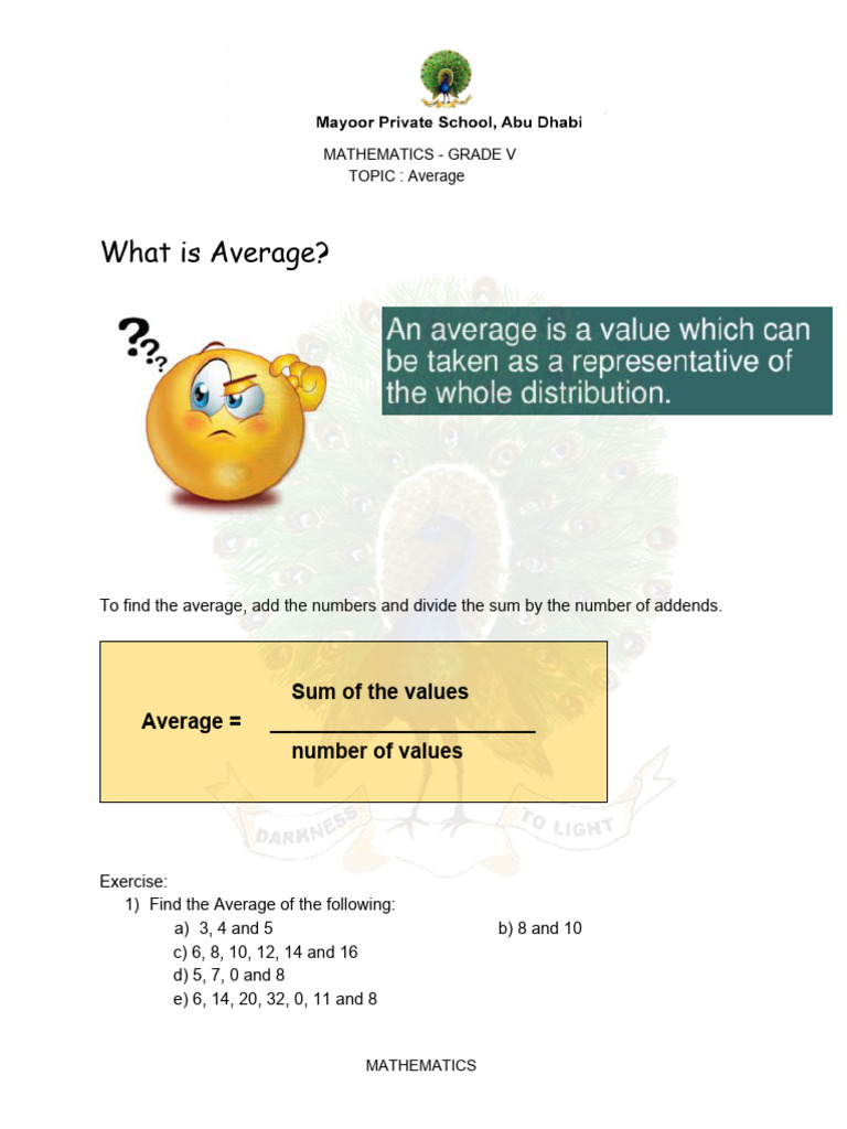 Average Worksheet (1) | PDF