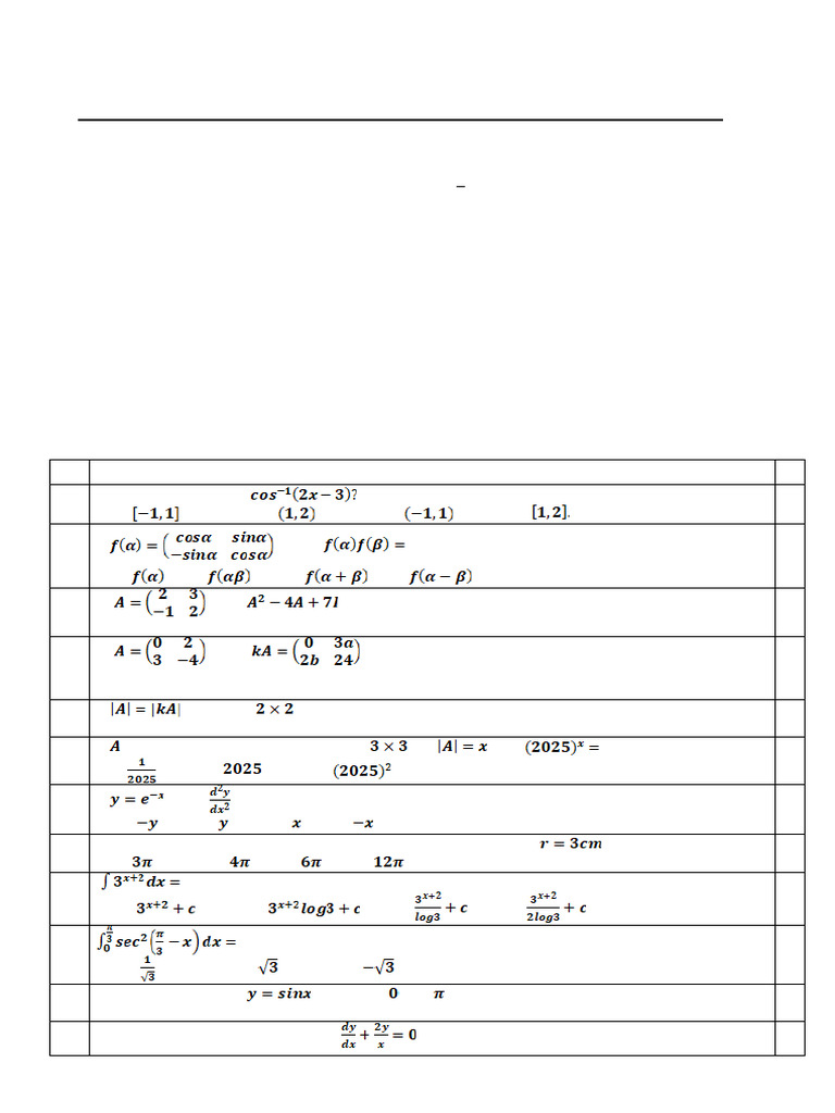Mathematics (041) - Sample Paper - 3 | PDF | Function (Mathematics) | Linear Algebra