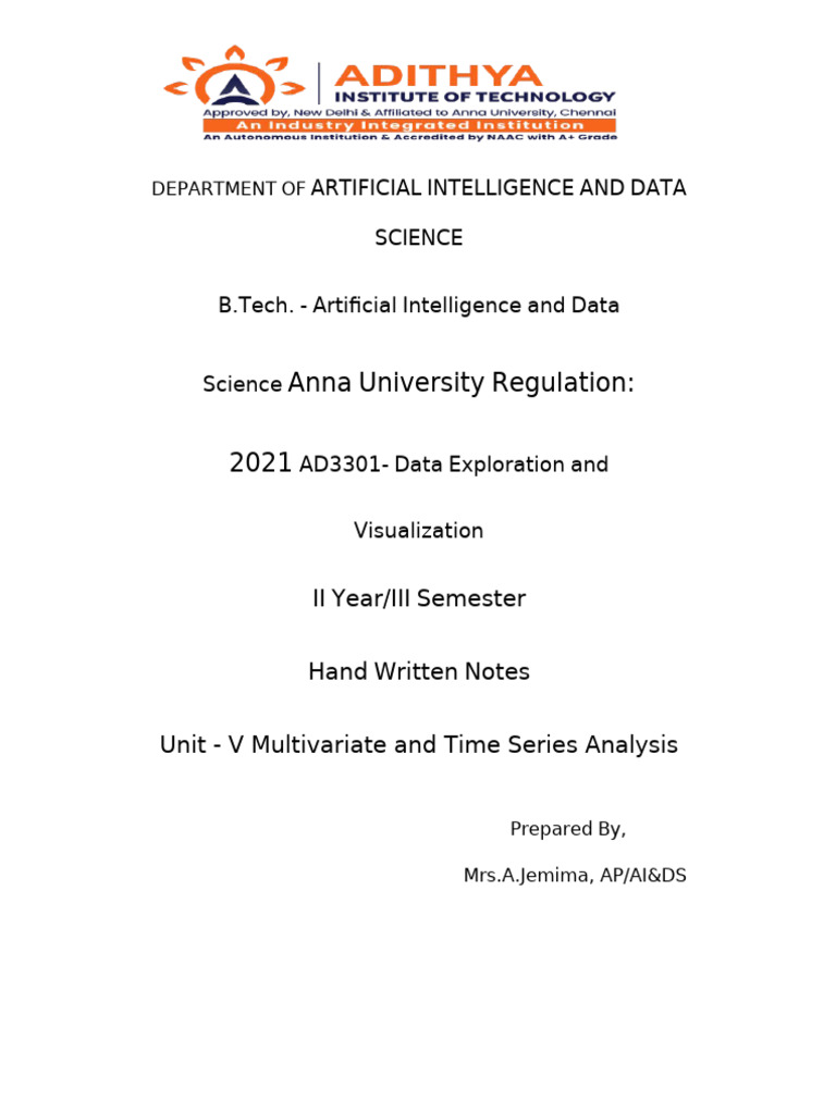 Data Exploration and Visualization - AD3301 - Hand Written Notes - Unit ...