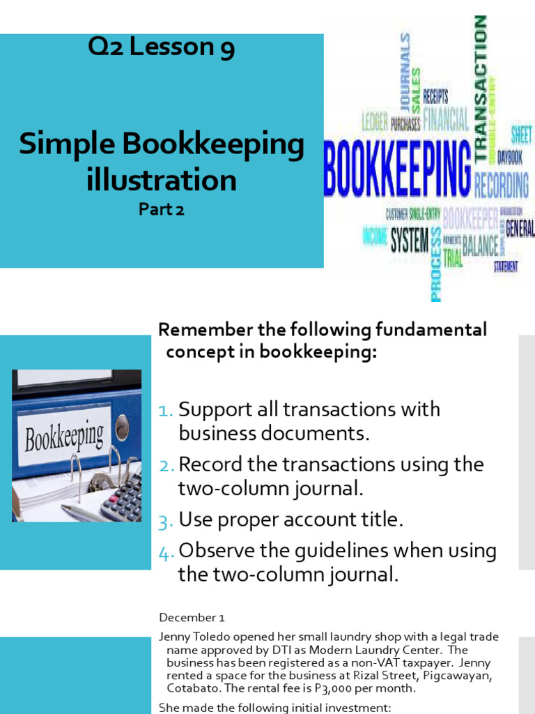 Q2 Lesson 9 Simple Bookkeeping Illustration | PDF | Debits And Credits | Bookkeeping
