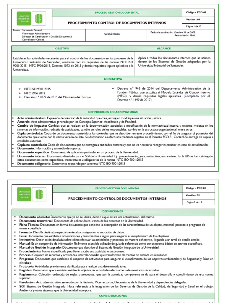 procedimientos DE CONTROL DOCUMENTOS iso 9001 ver | PDF | Gestión de ...