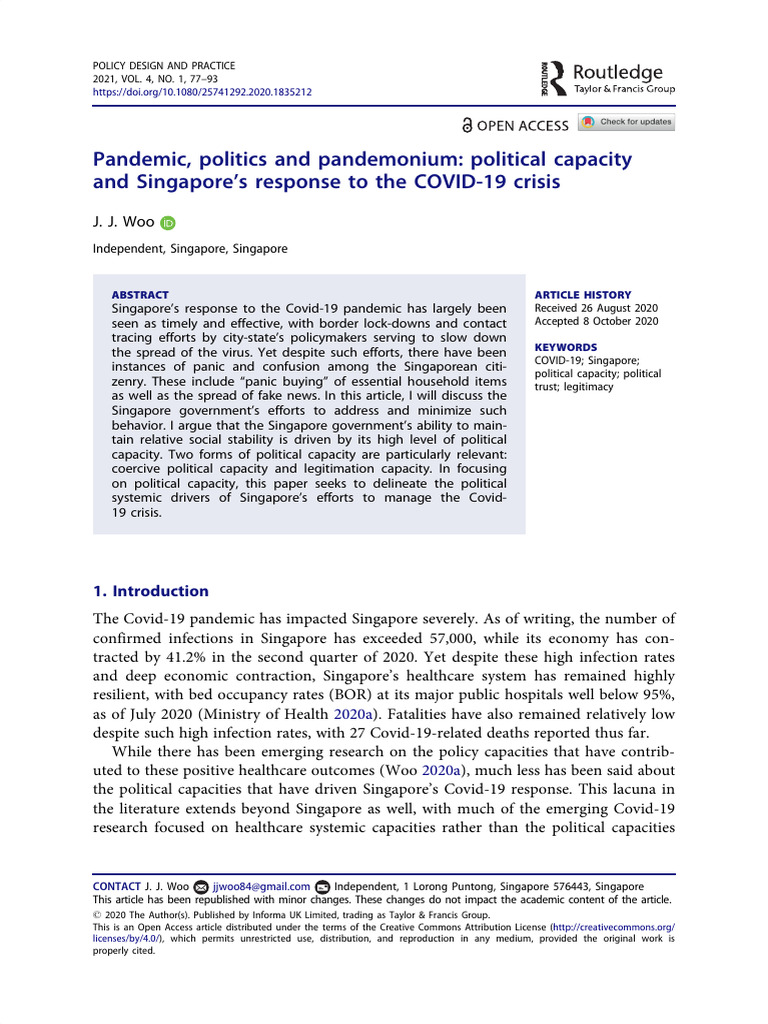 Woo - 2020 - Pandemic, Politics and Pandemonium | PDF