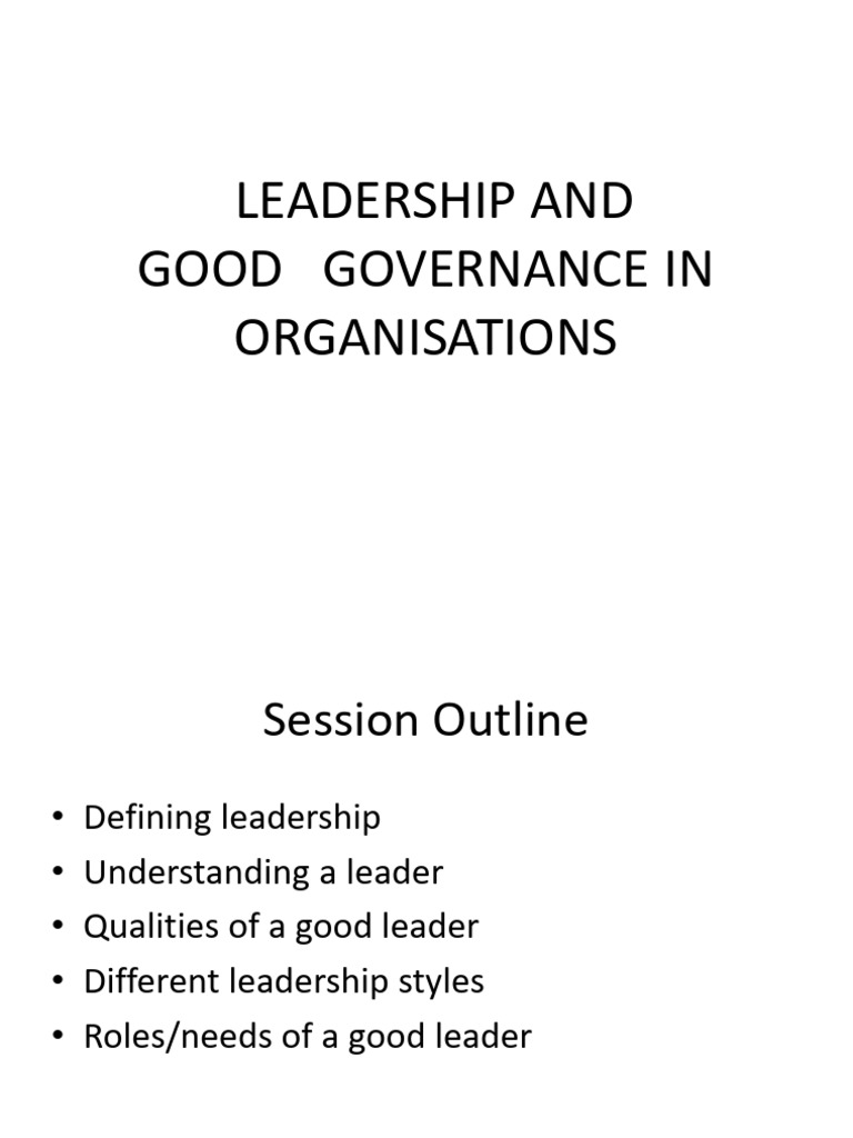Leadership & Good Governance | PDF | Leadership | Governance