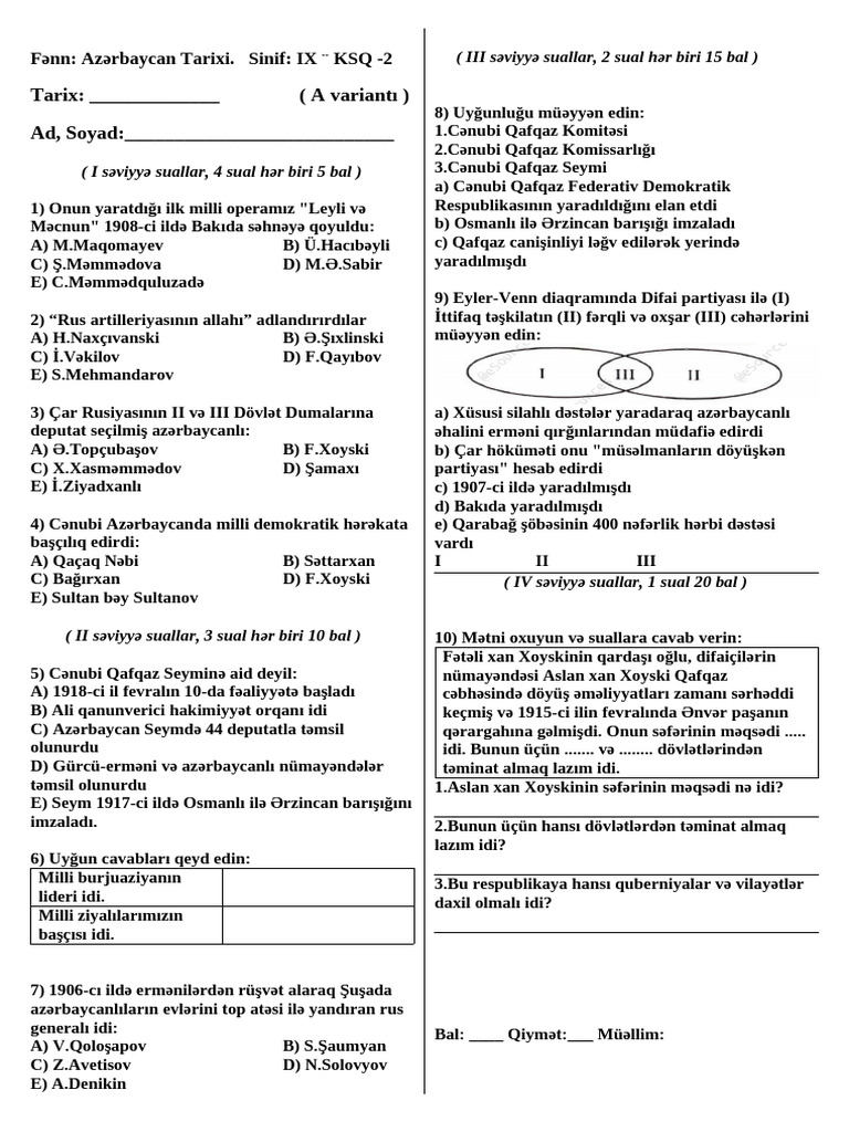 Paylaşma! Az-tarixi ksq 2 sinif 9 | PDF