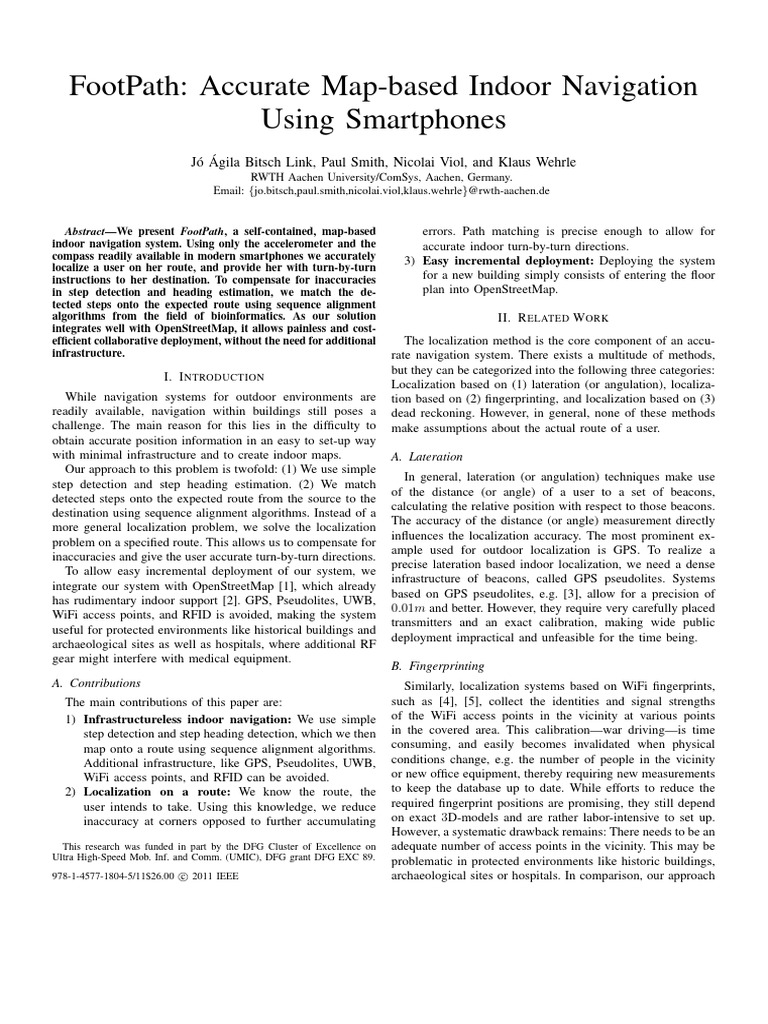 Link 等。 - 2011 - FootPath Accurate map-based indoor navigation usi | PDF | Global Positioning ...