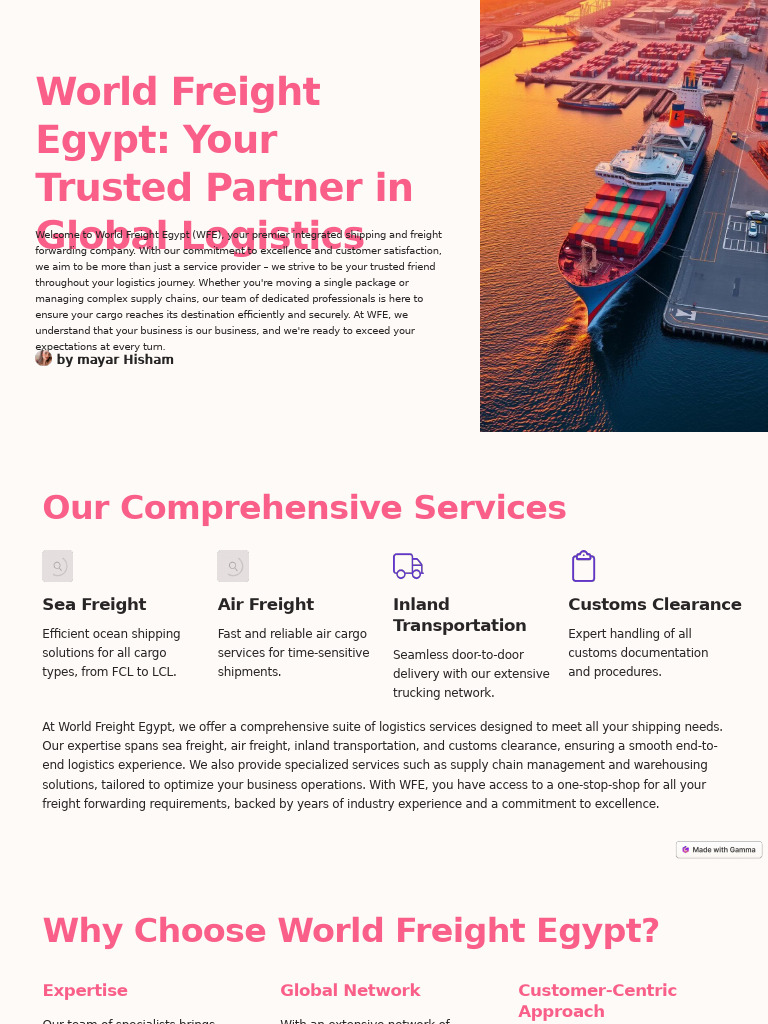 World Freight Egypt: Global Logistics Partner | PDF | Cargo | Logistics