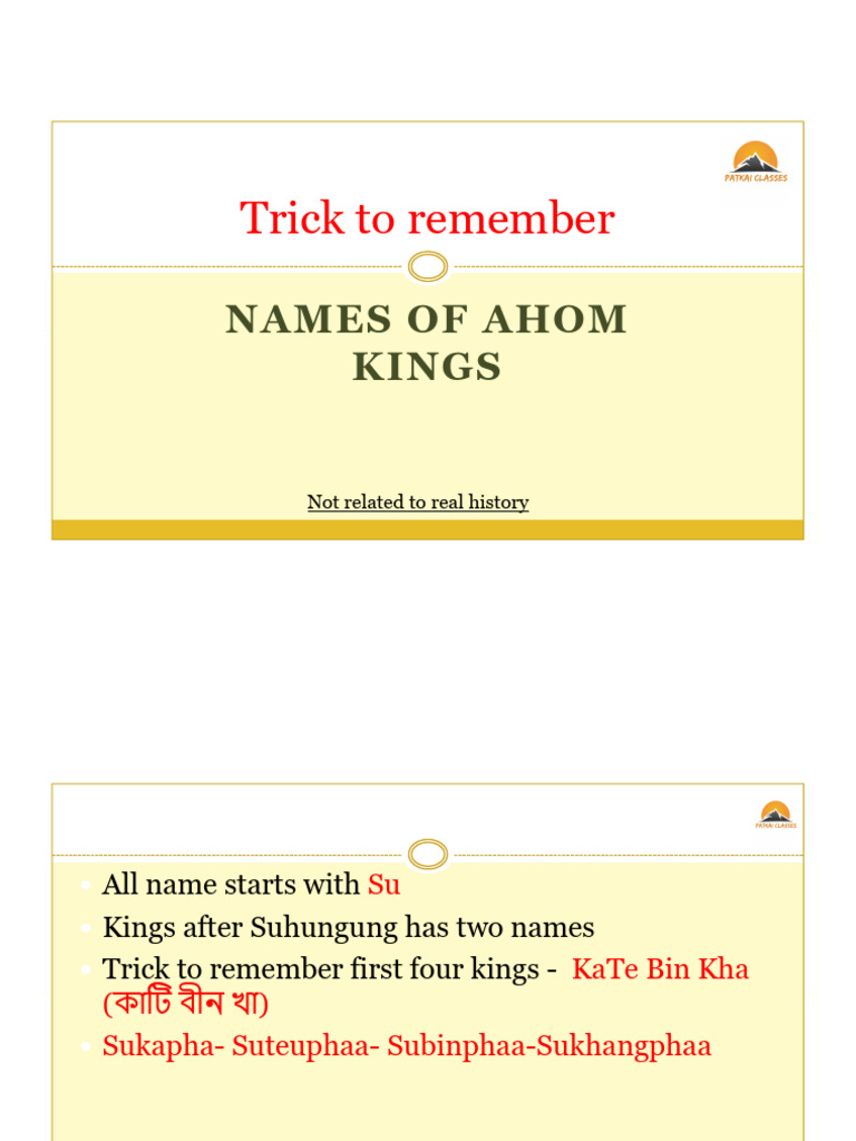 Ahom Kings and Their Names Explained | PDF